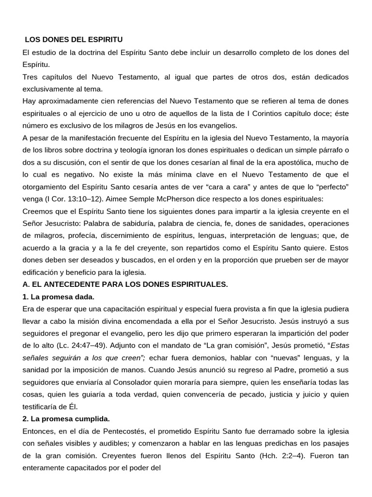 Dones del Espíritu Santo: Guía Completa | PDF | Don espiritual ...