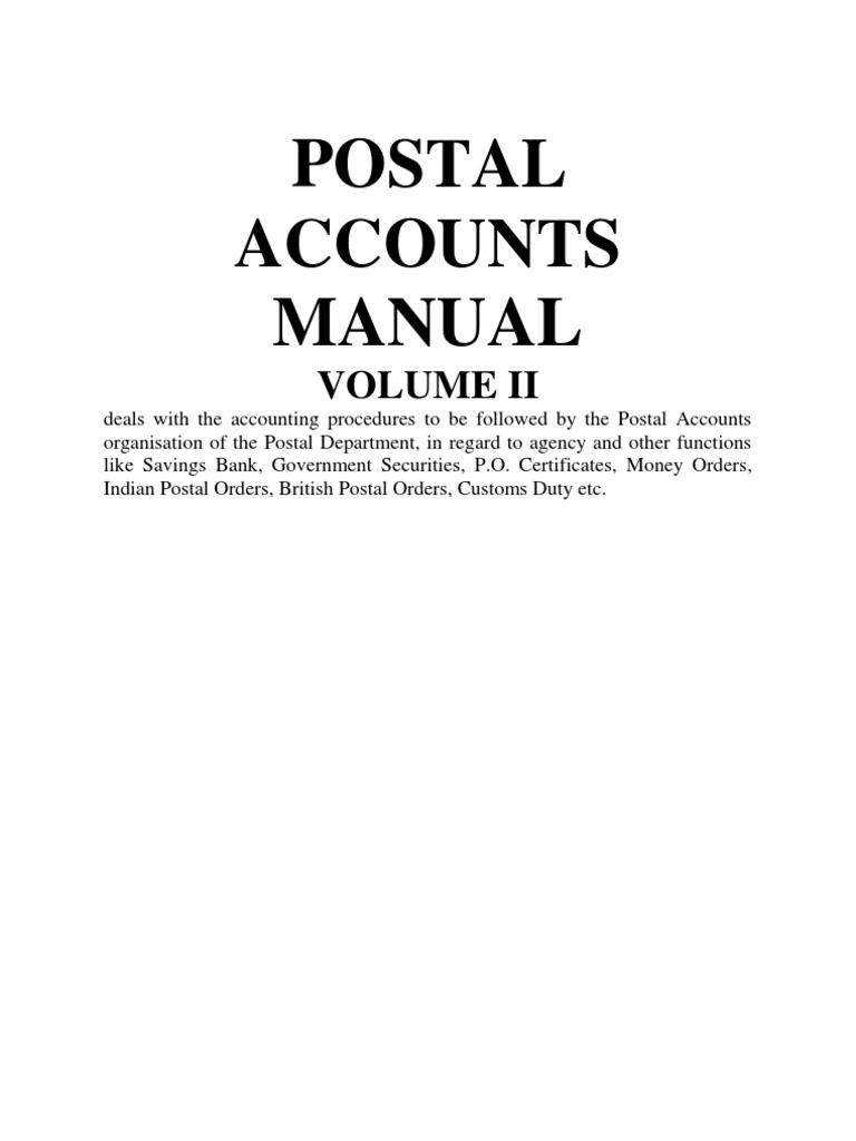 Postal Accounts Manual | PDF | Debits And Credits | Securities (Finance)