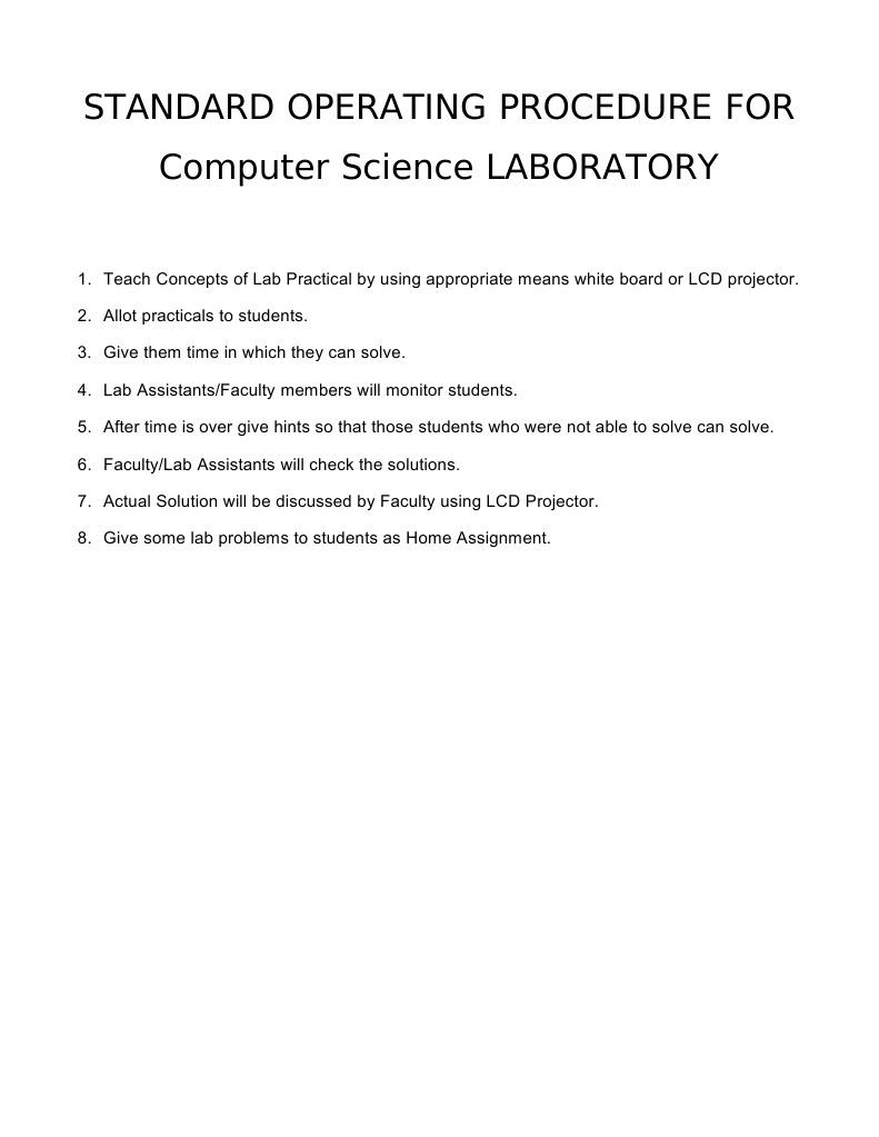 Standard Operating Procedure For | PDF