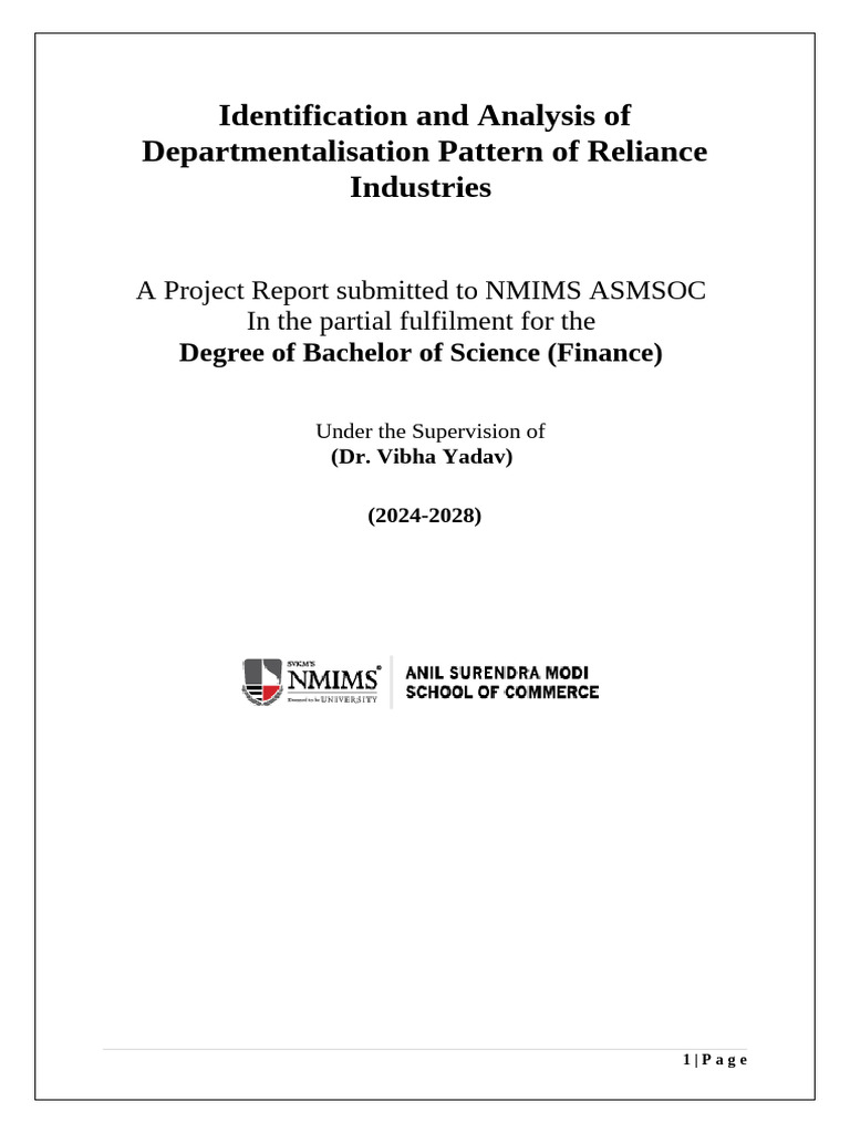 Reliance Industries Departmentalisation Analysis | PDF | Economies ...