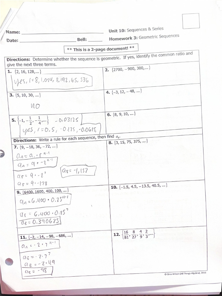 Unit 10 Sequences & Series | PDF