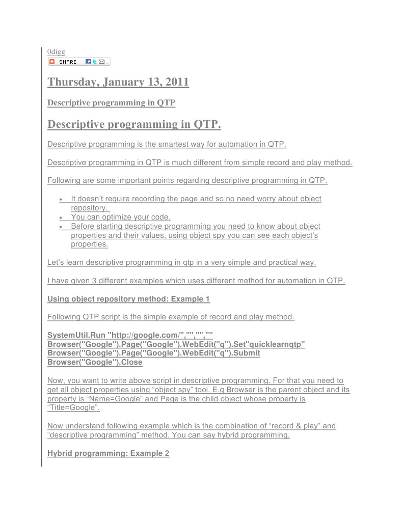 Thursday January 13 2011 Descriptive Programming In Qtp Pdf Html Html Element