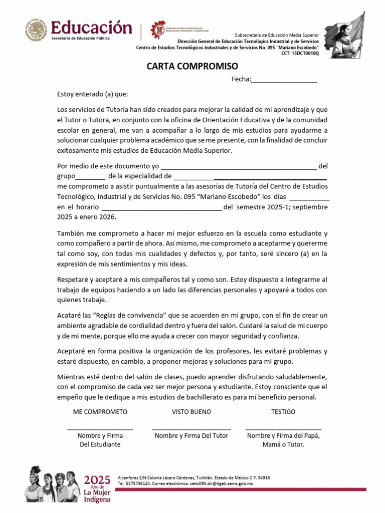 Carta Compromiso Estudiantil 2025-1 | PDF | Aprendizaje