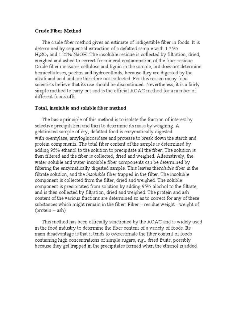 Crude Fibre | PDF | Dietary Fiber | Diet & Nutrition