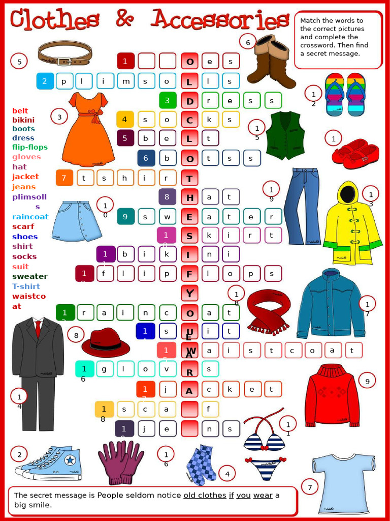 Clothes Crossword | PDF | Dress Codes | Aesthetics