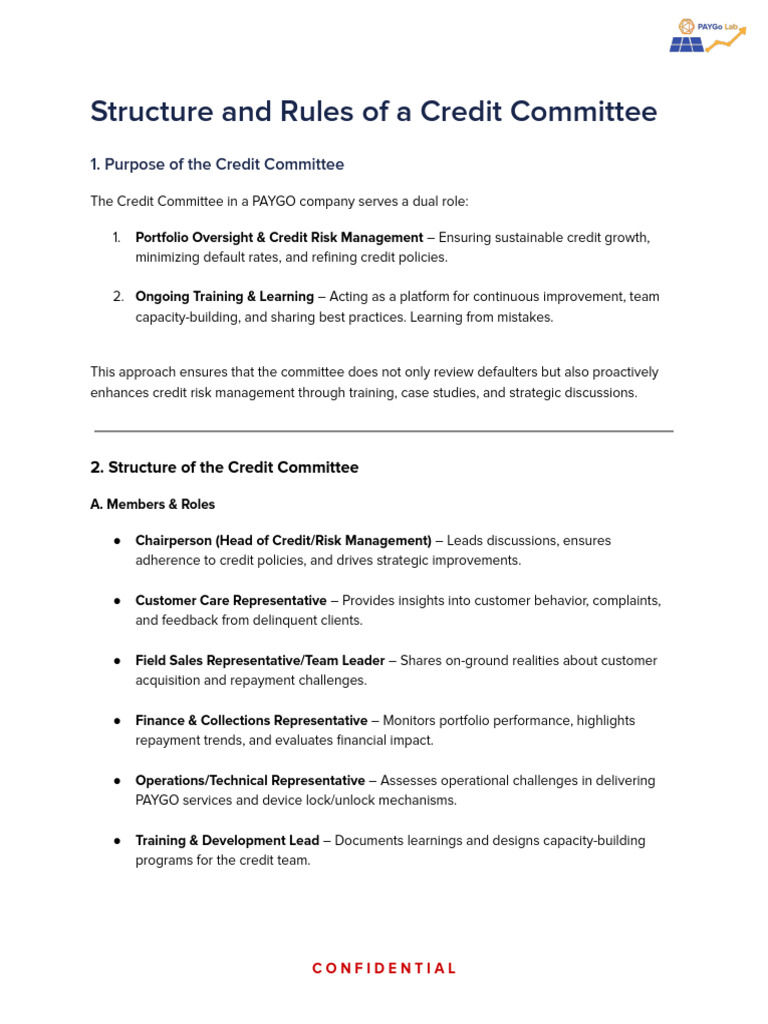 Credit Committee Structure & Guidelines | PDF | Risk Management | Risk