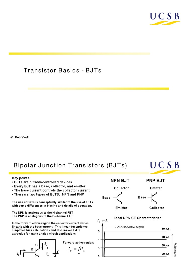 Transistor Basics - BJTS: © Bob York | PDF | Bipolar Junction ...