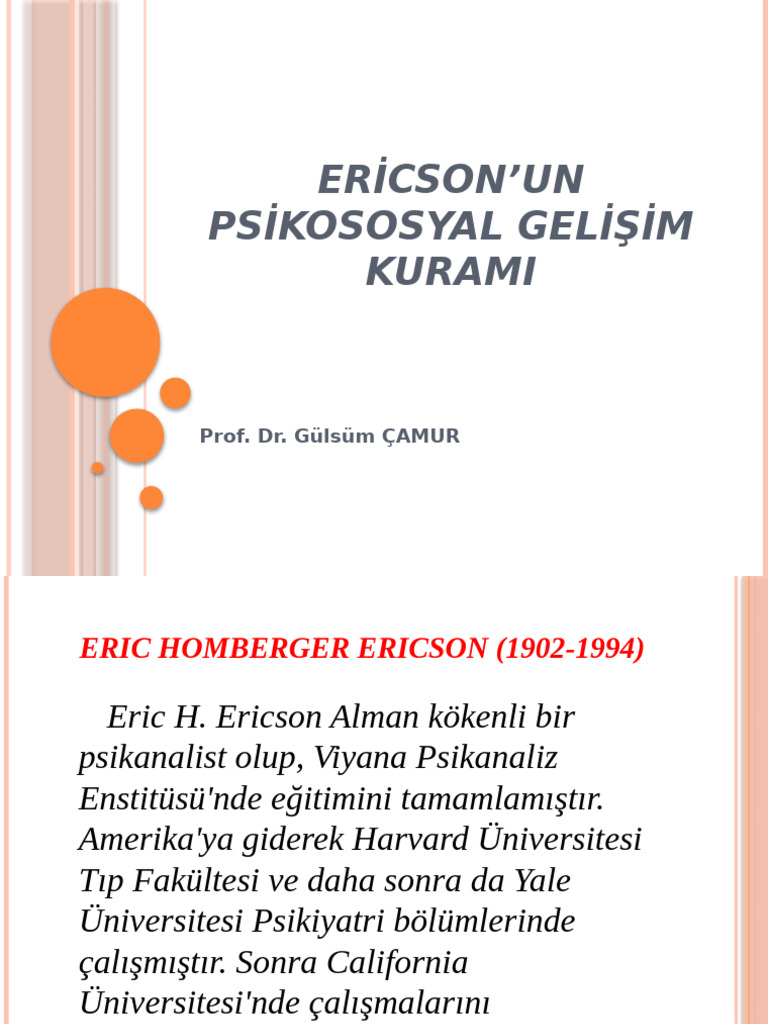 ERÄ°KSON - UN PSÄ°KOSOSYAL GELÄ°ÅžÄ°M KURAMI | PDF