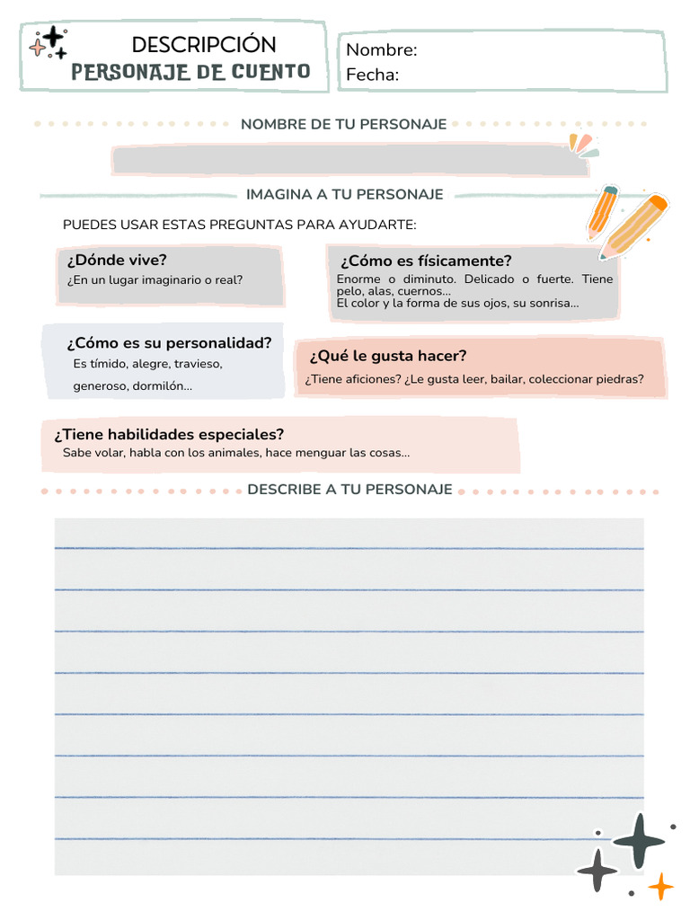 Ficha de Lengua de Descripción de Un Personaje | PDF