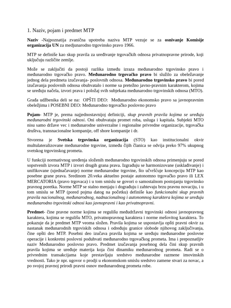 Naziv, Pojam I Predmet MTP: Naziv - Osnivanje Komisije Organizacija UN ...