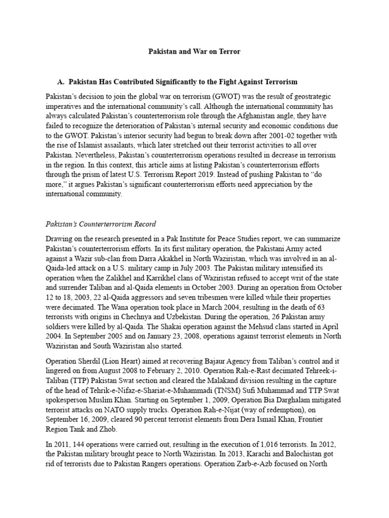 Pakistan and Global War On Terror | PDF | War On Terror | Pakistan