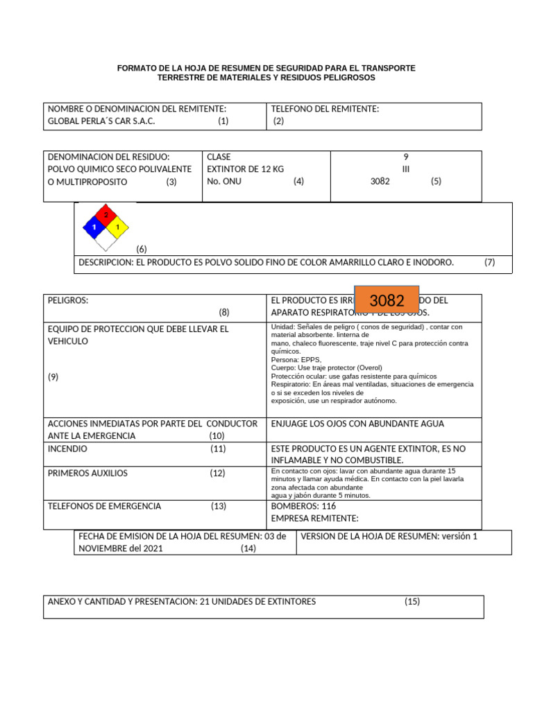 Resumen Hoja de Seguridad 2019 12 | PDF
