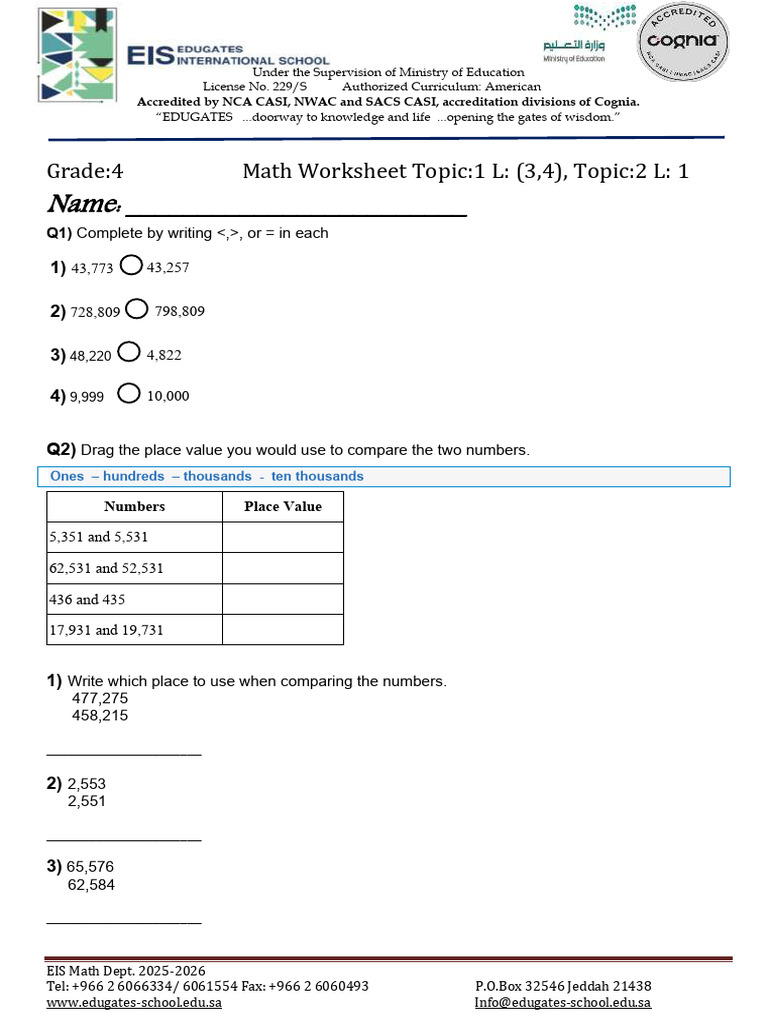 G.4 Worksheet T.1, L (3&4) T.2, L1 | PDF