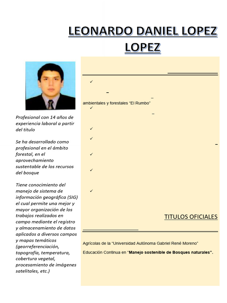 HV - Leonardo Lopez | PDF | Los bosques | Sistema de información geográfica
