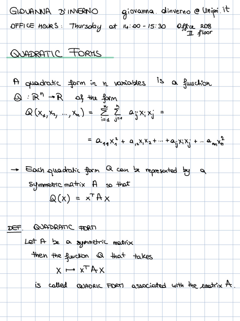 01 Math Meth II 2025sep30 QuadrForms | PDF | Matrix (Mathematics ...
