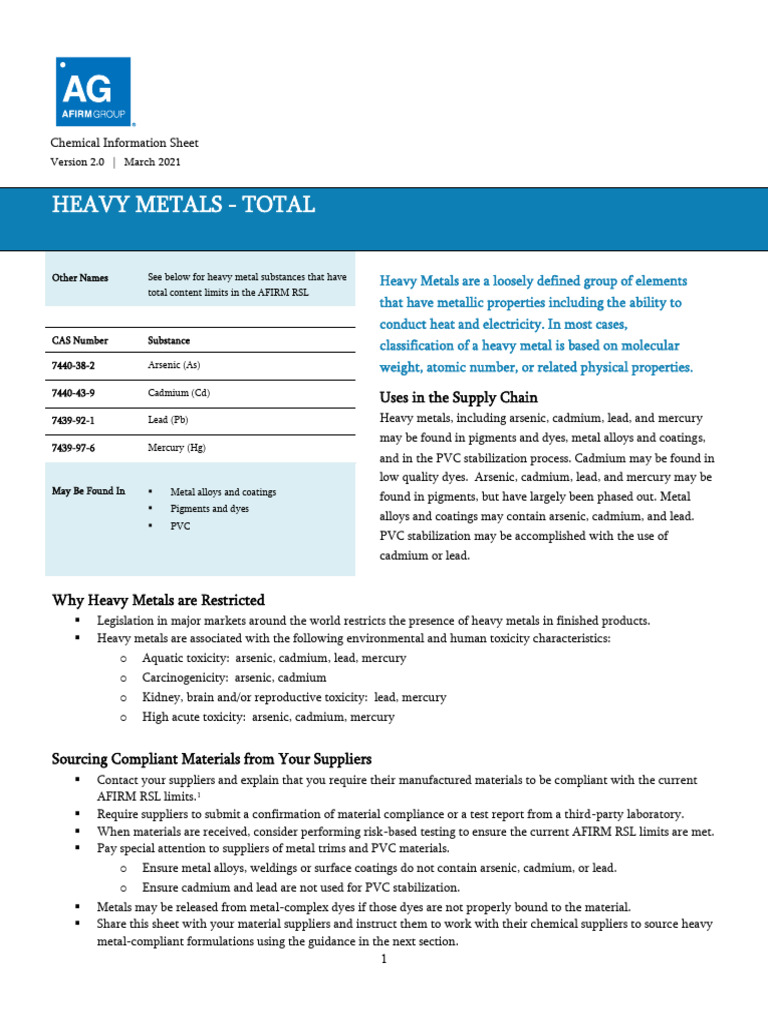 Heavy Metals Compliance Guide | PDF | Cadmium | Lead