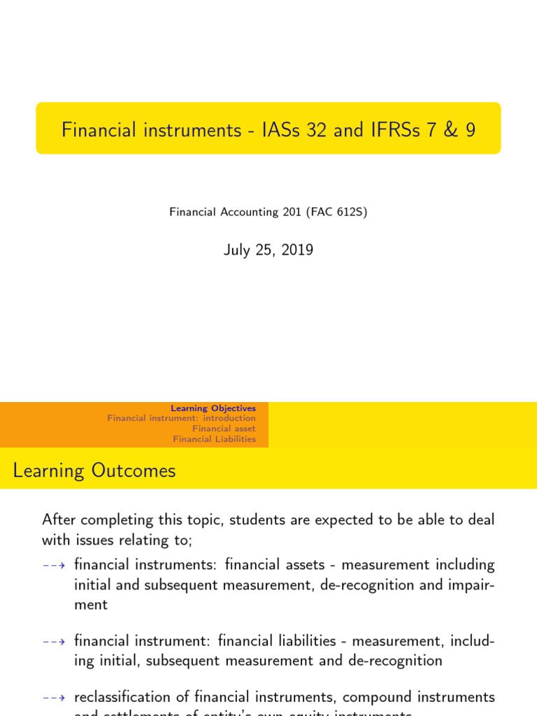 Financial Instruments: IAS 32 & IFRS 7/9 Guide | PDF | Fair Value ...