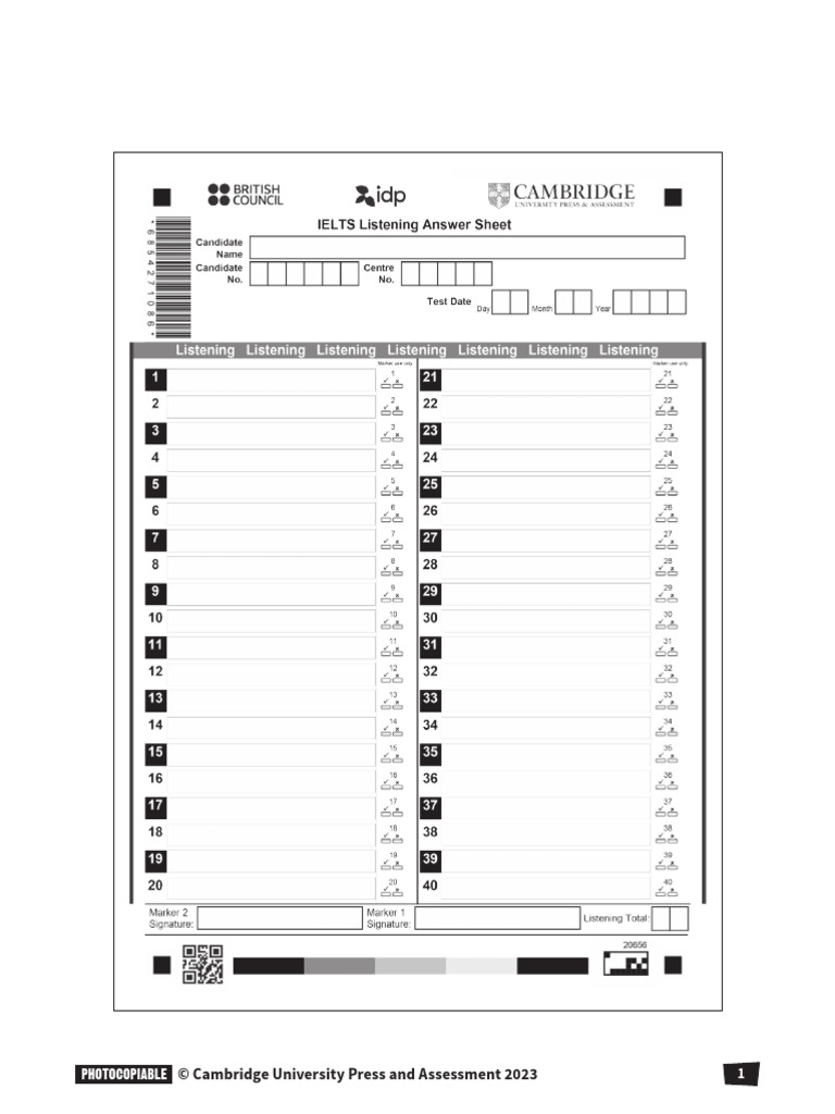 Mindset Practice Test Listening Answersheet | PDF