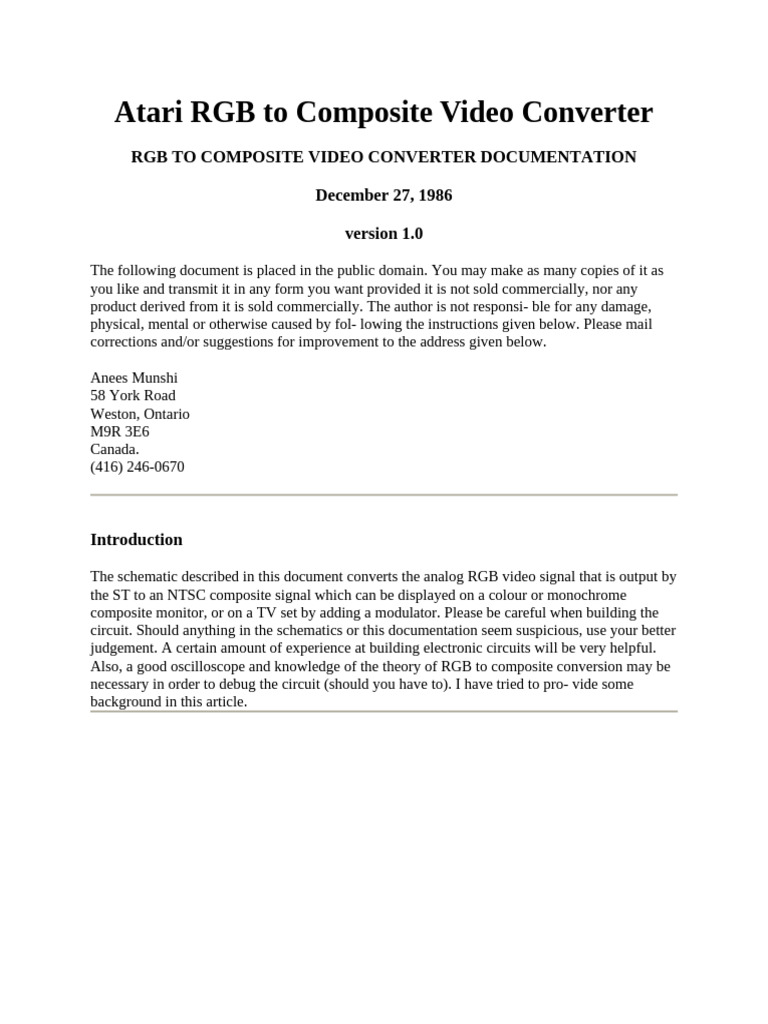 Atari RGB to Composite Video Guide | PDF | Telecommunications ...