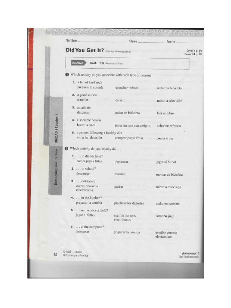 Madeline Cabrera Alcantara - Lesson Plan - Day 2 Workbook Page 30 | PDF