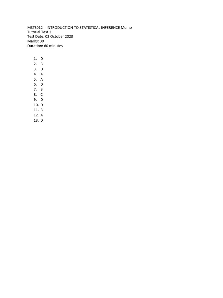 Tut Test 2 Msts012 | PDF