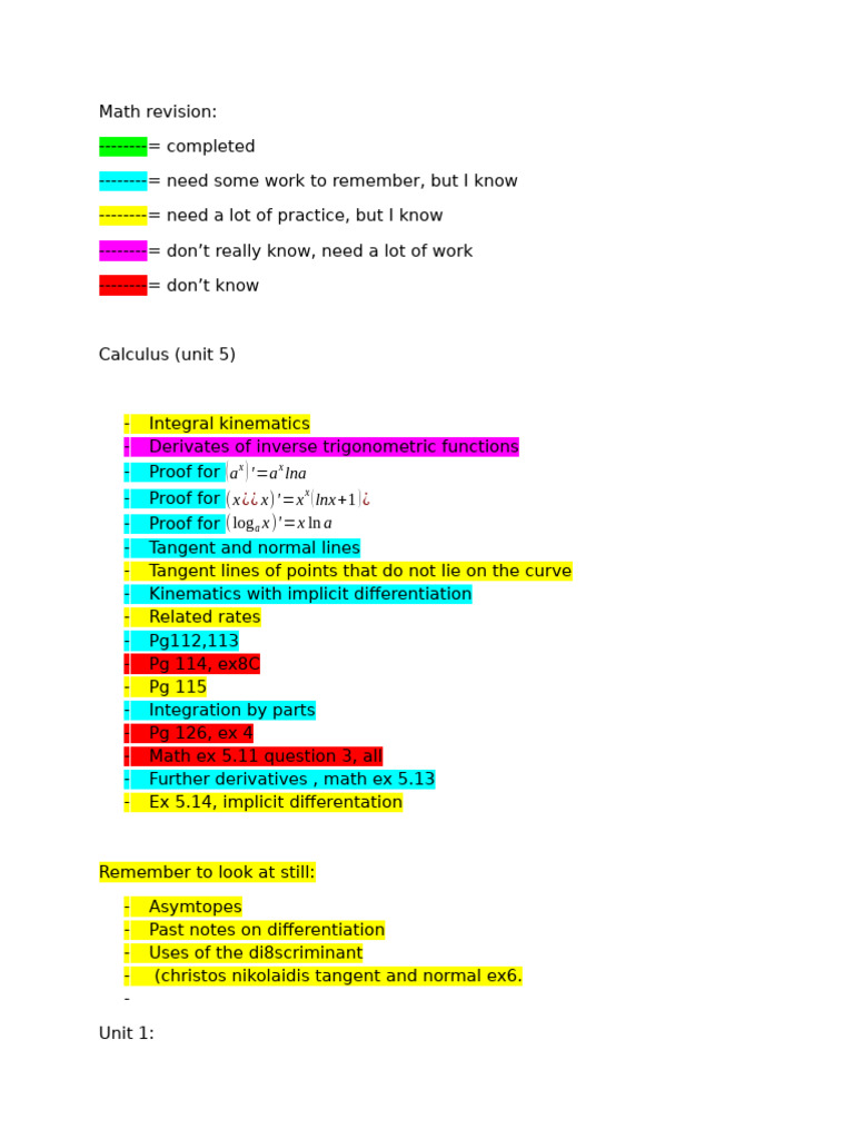 Math Revision Topics | PDF