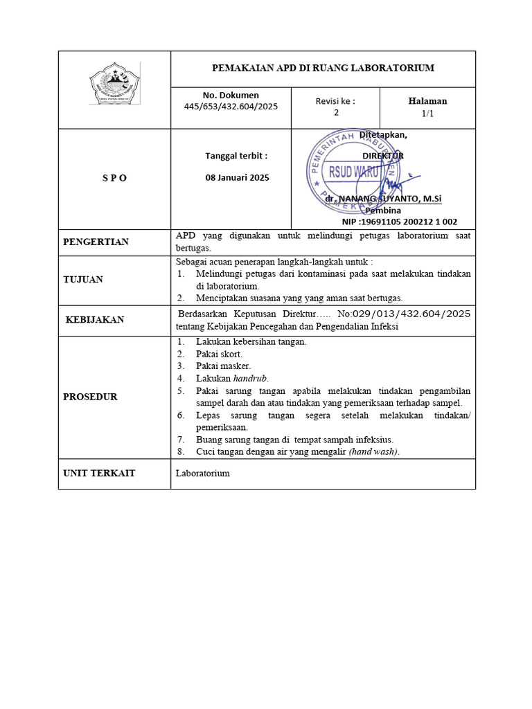 Panduan Pemakaian APD Laboratorium | PDF