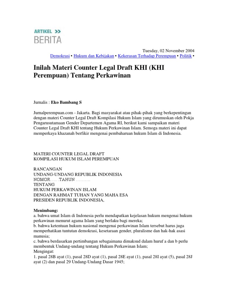Counter Legal Draft Hukum Perkawinan Islam | PDF