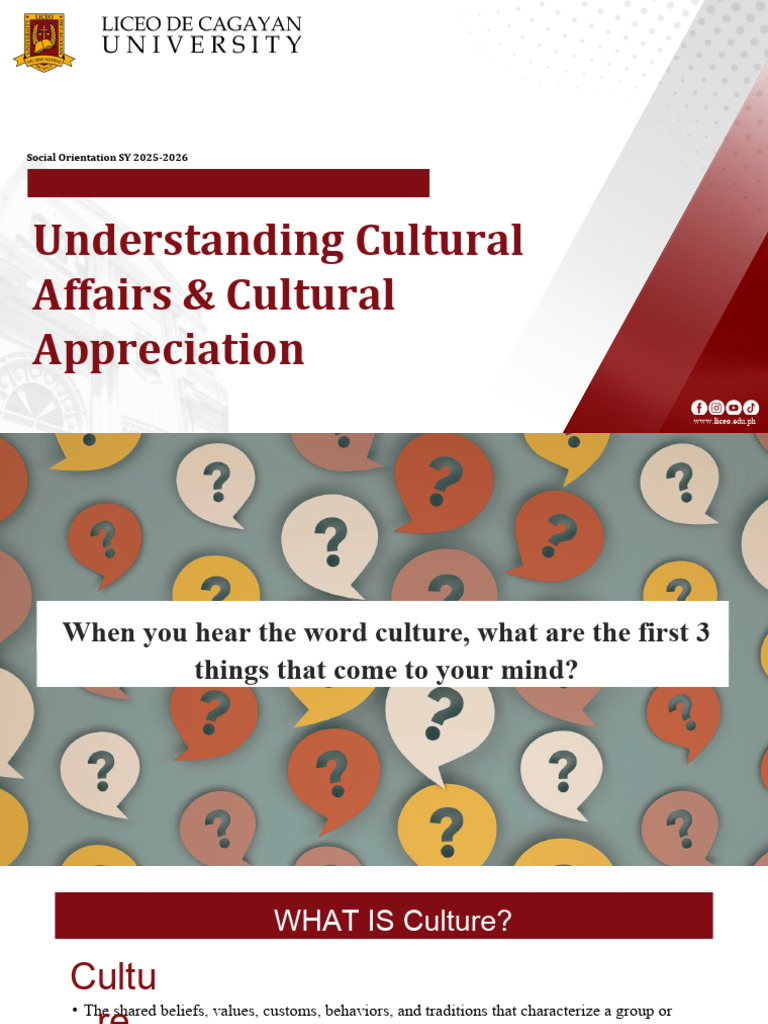 Understanding Cultural Affairs & Cultural Appreciation | PDF