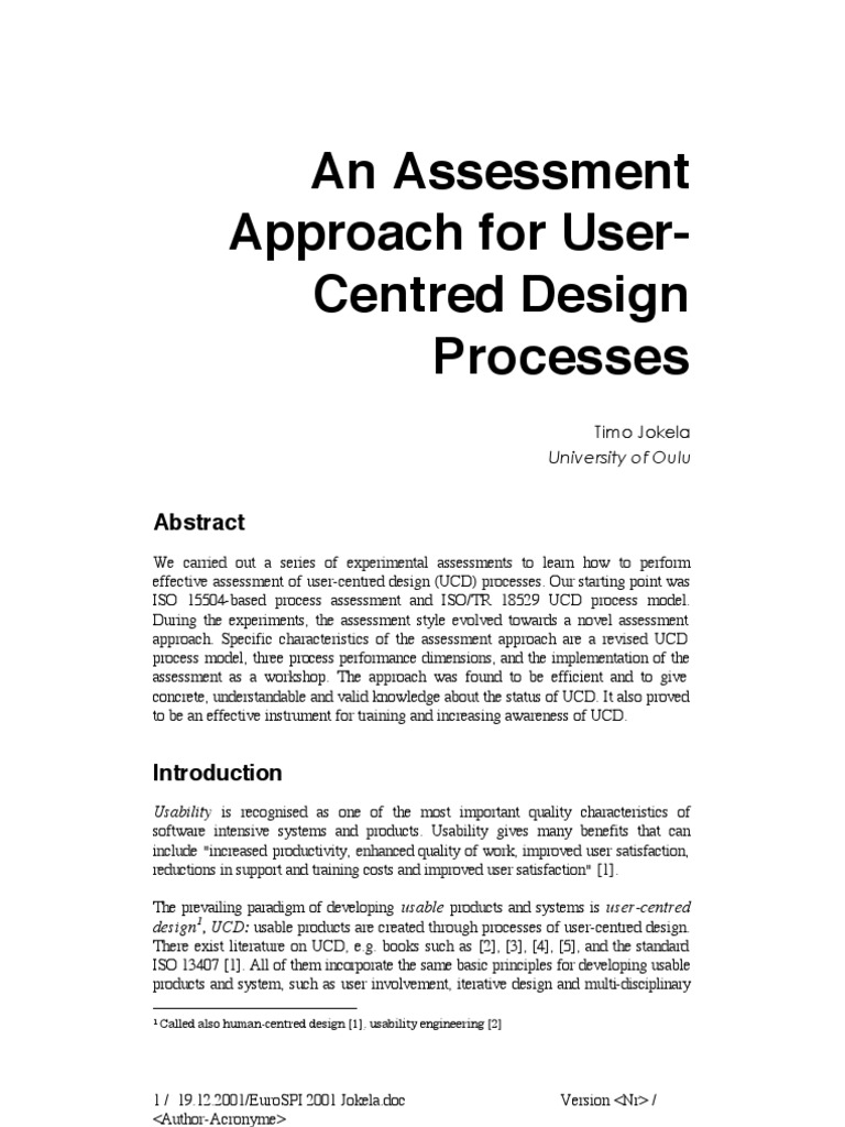 User Centered Design Assessment by Jokela | PDF | Usability | Educational Assessment