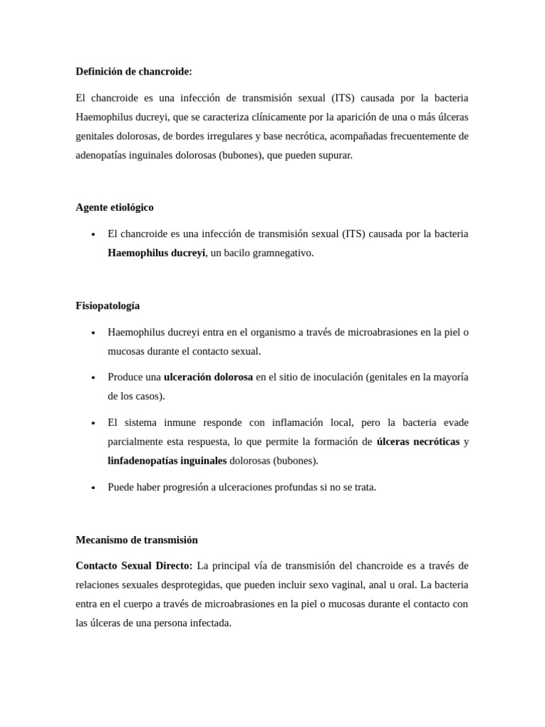 Chancroide | PDF | Infección transmitida sexualmente | Especialidades ...