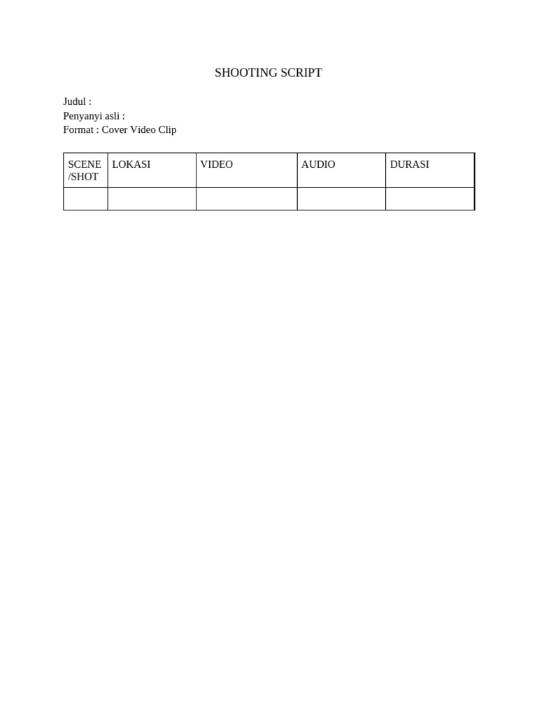 Shooting Script .Template | PDF