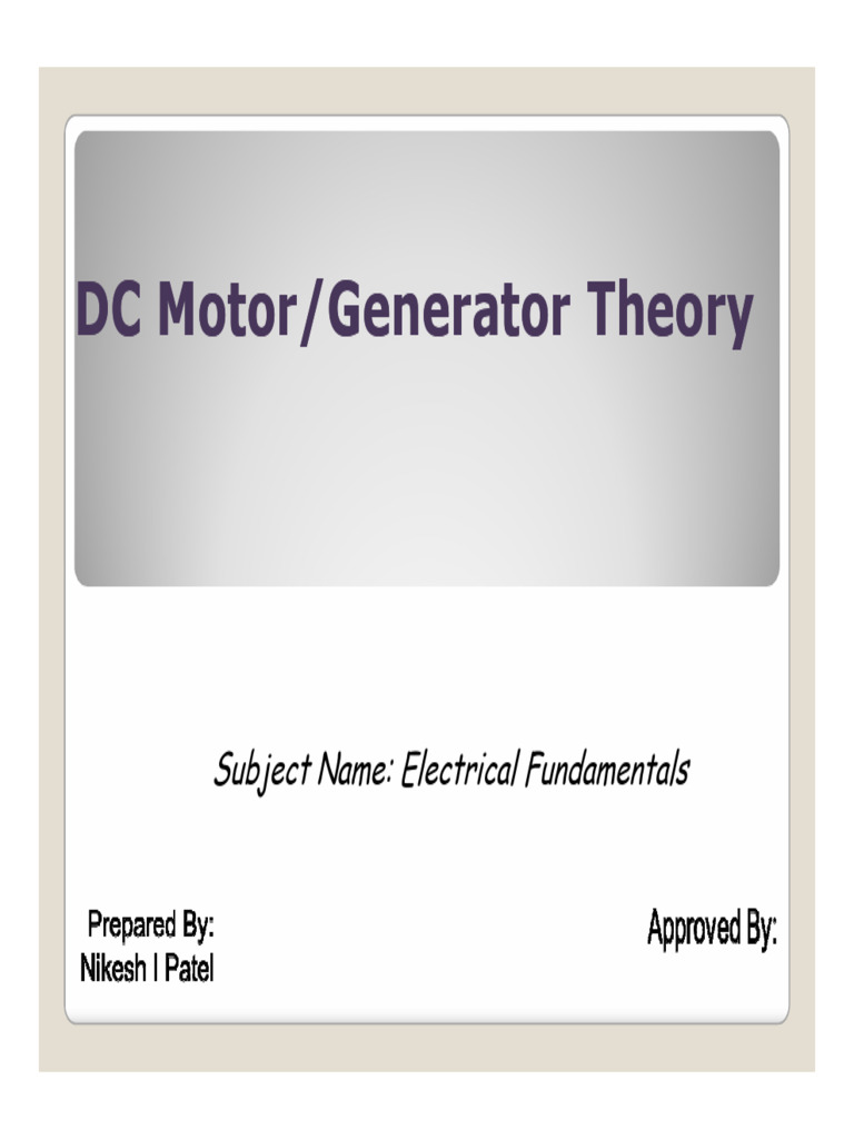 DC Motor and Generator Theory Guide | PDF | Electric Motor | Electric ...