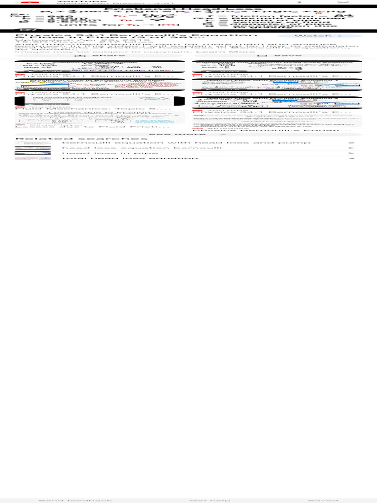 Head Loss Equation Fluid Dynamics - Google Search | PDF