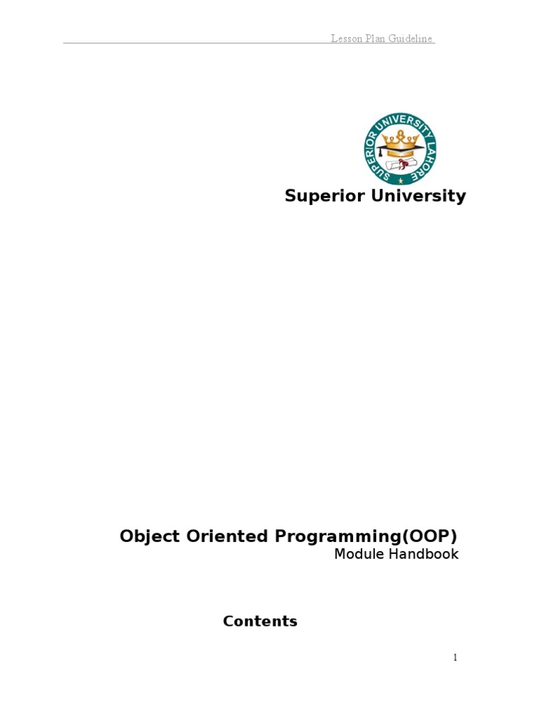Superior University: Lesson Plan Guideline | PDF | Object Oriented Programming | Computer ...