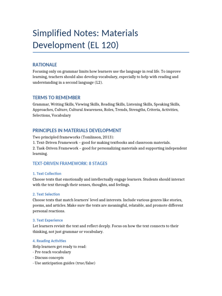 Effective Materials Development for L2 Learning | PDF | Learning ...