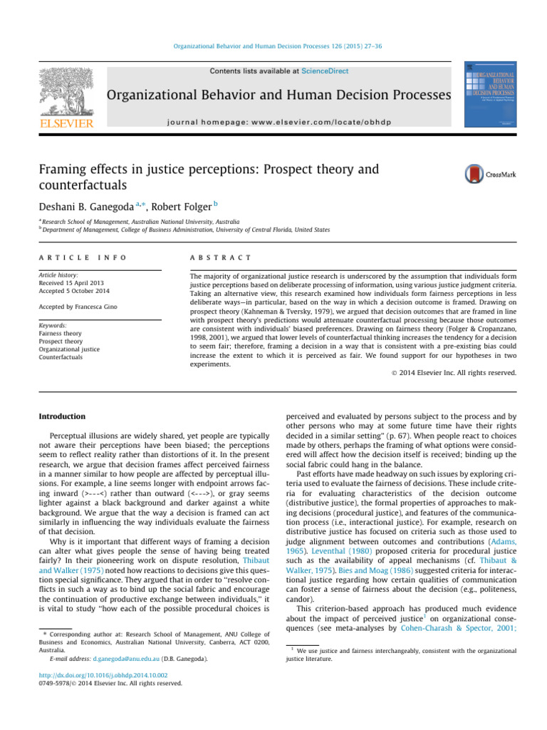 Framing Effects on Justice Perceptions | PDF | Framing (Social Sciences ...