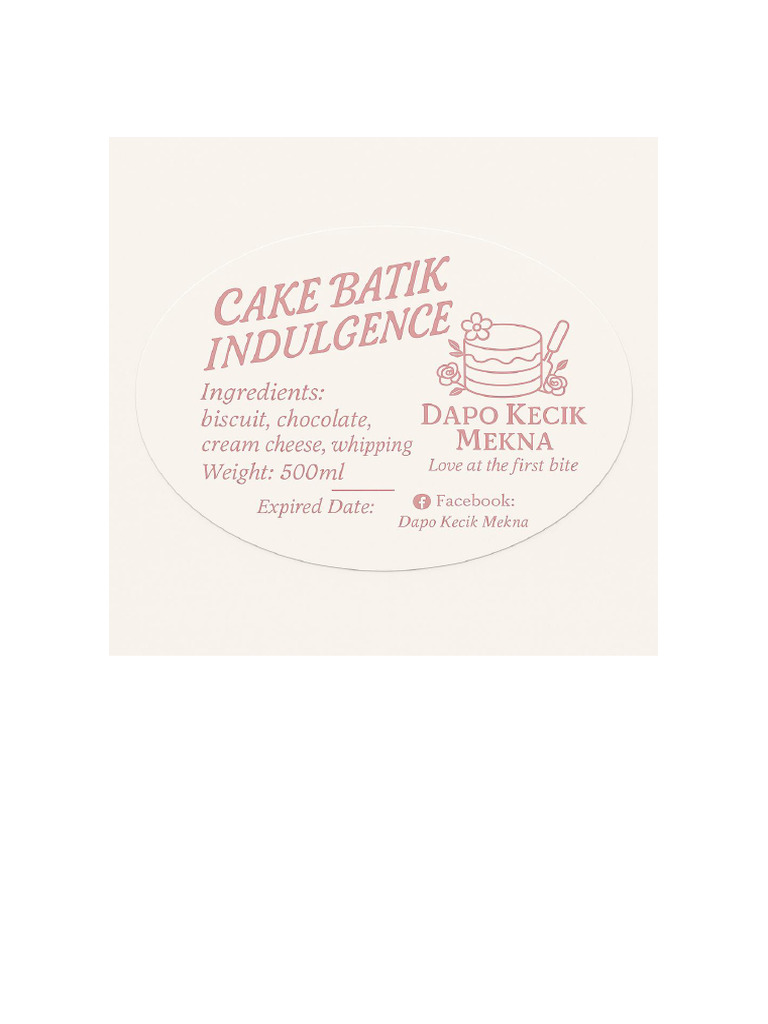 Cake Batik Indulgence Label | PDF