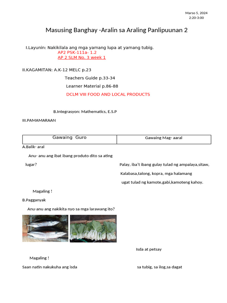 Masusing Banghay Sa Aral - Pan 2 Cot 2 | PDF