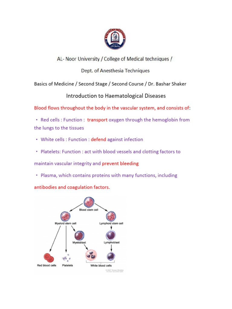 Hematology - Introduction | PDF | White Blood Cell | Coagulation