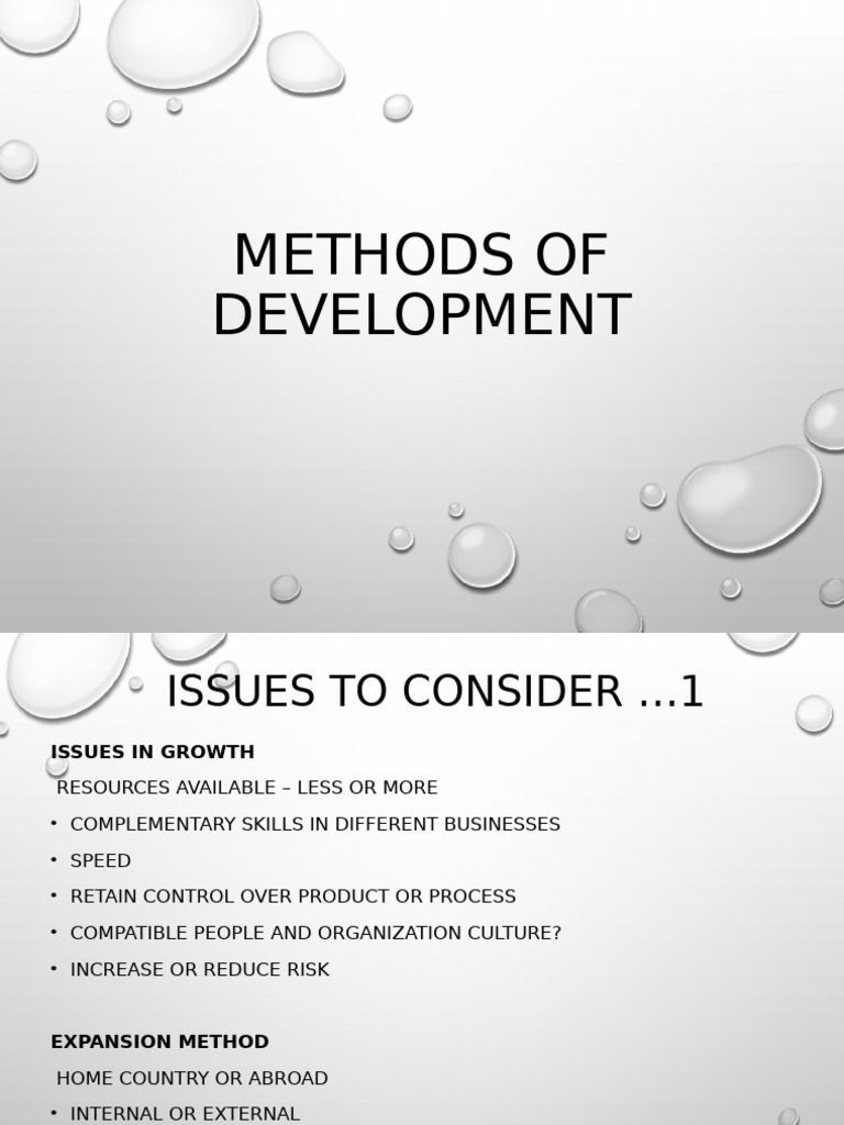 Development Methods and Growth Strategies | PDF | Mergers And ...