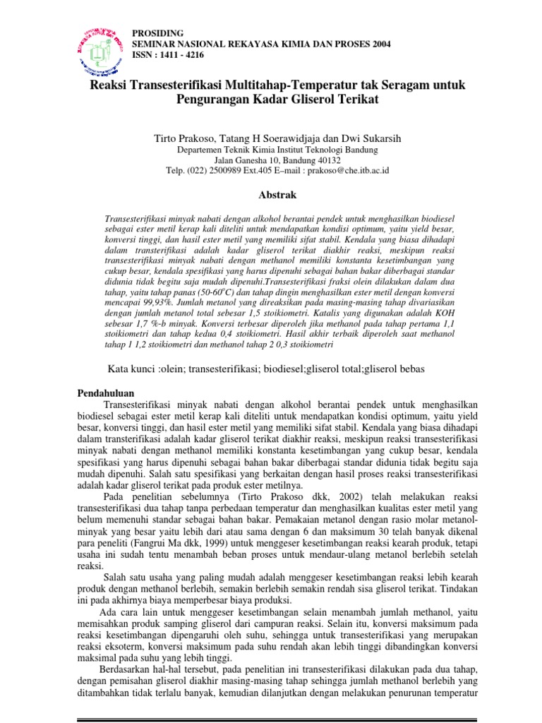 Reaksi Transesterifikasi | PDF