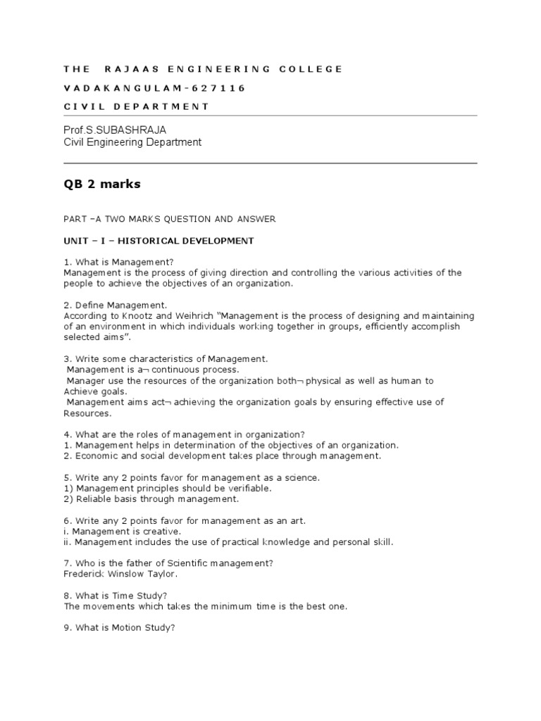 Rajaas Engineering College Vadakangulam Civil Department QB 2 marks ...