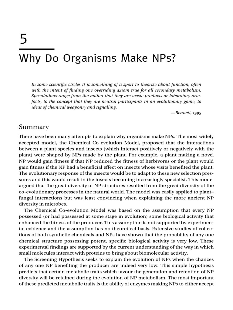 Evolution of Natural Products in Organisms | PDF | Reductionism | Evolution
