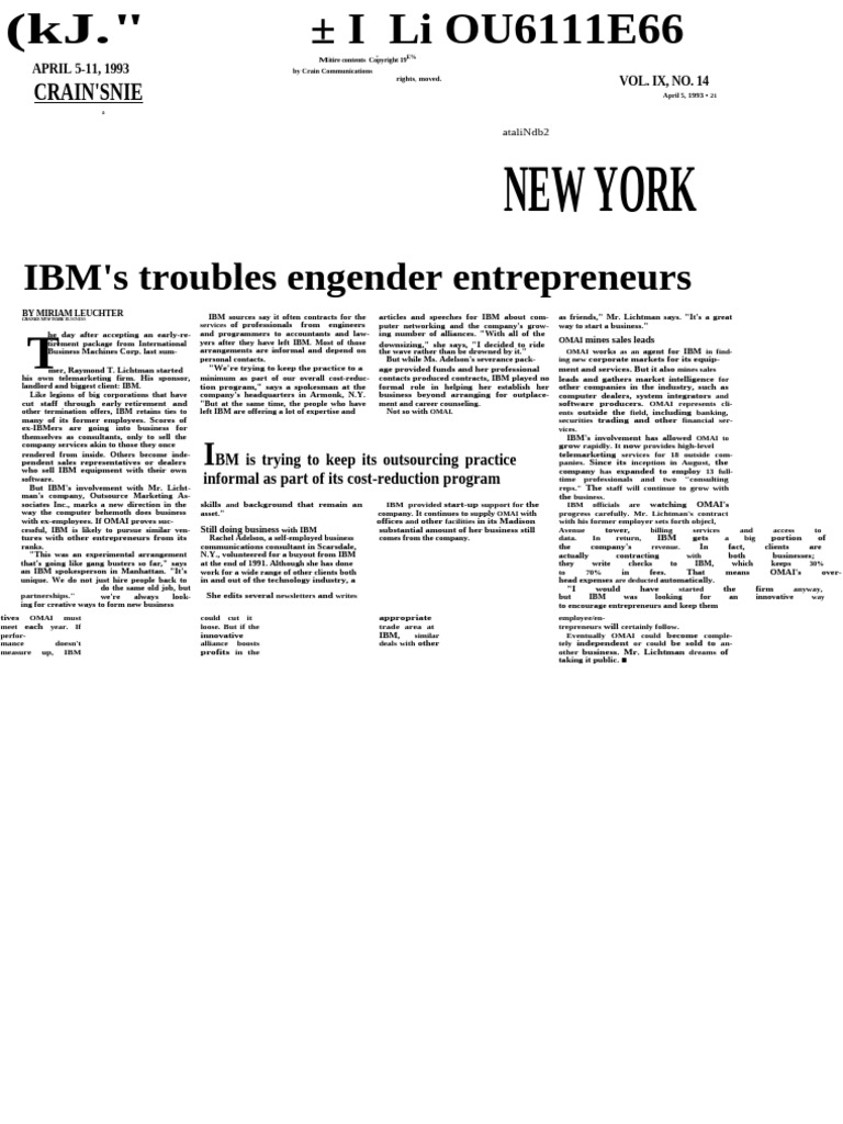 Crains Feature On OMAI USA | PDF | Ibm | Business