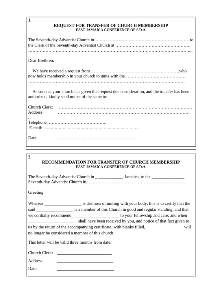 Membership Transfer Request Forms 1 2 Blank | PDF