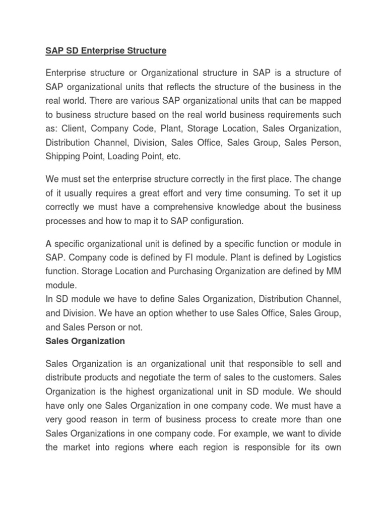 SAP SD Enterprise Structure | PDF
