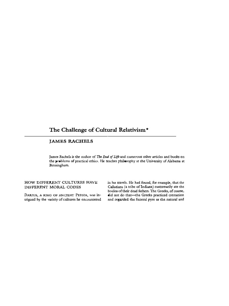 Rachels The Challenge of Cultural | PDF | Relativism | Liberal Arts ...