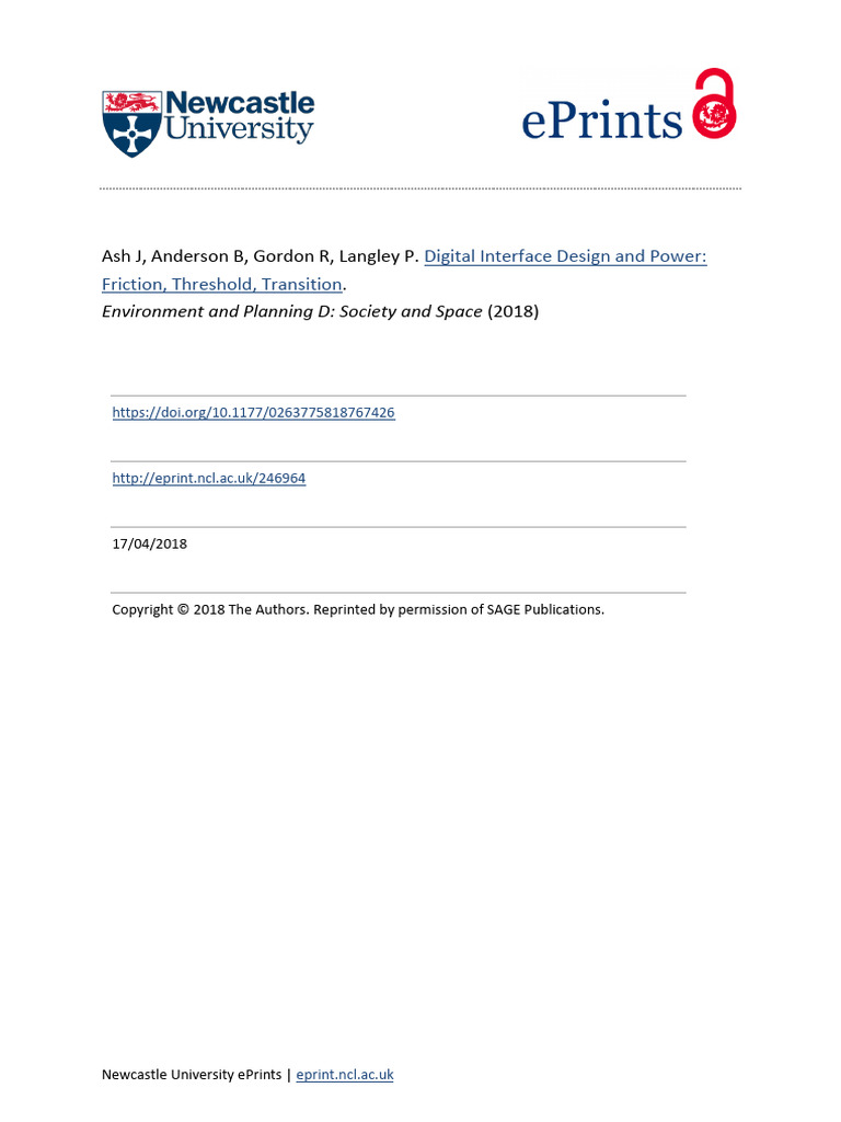 Digital Interface Design, Power and Control - Friction, Threshold ...