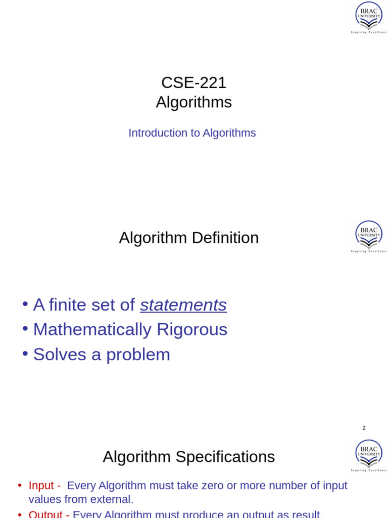CSE-221 Algorithms | PDF | Algorithms | Time Complexity